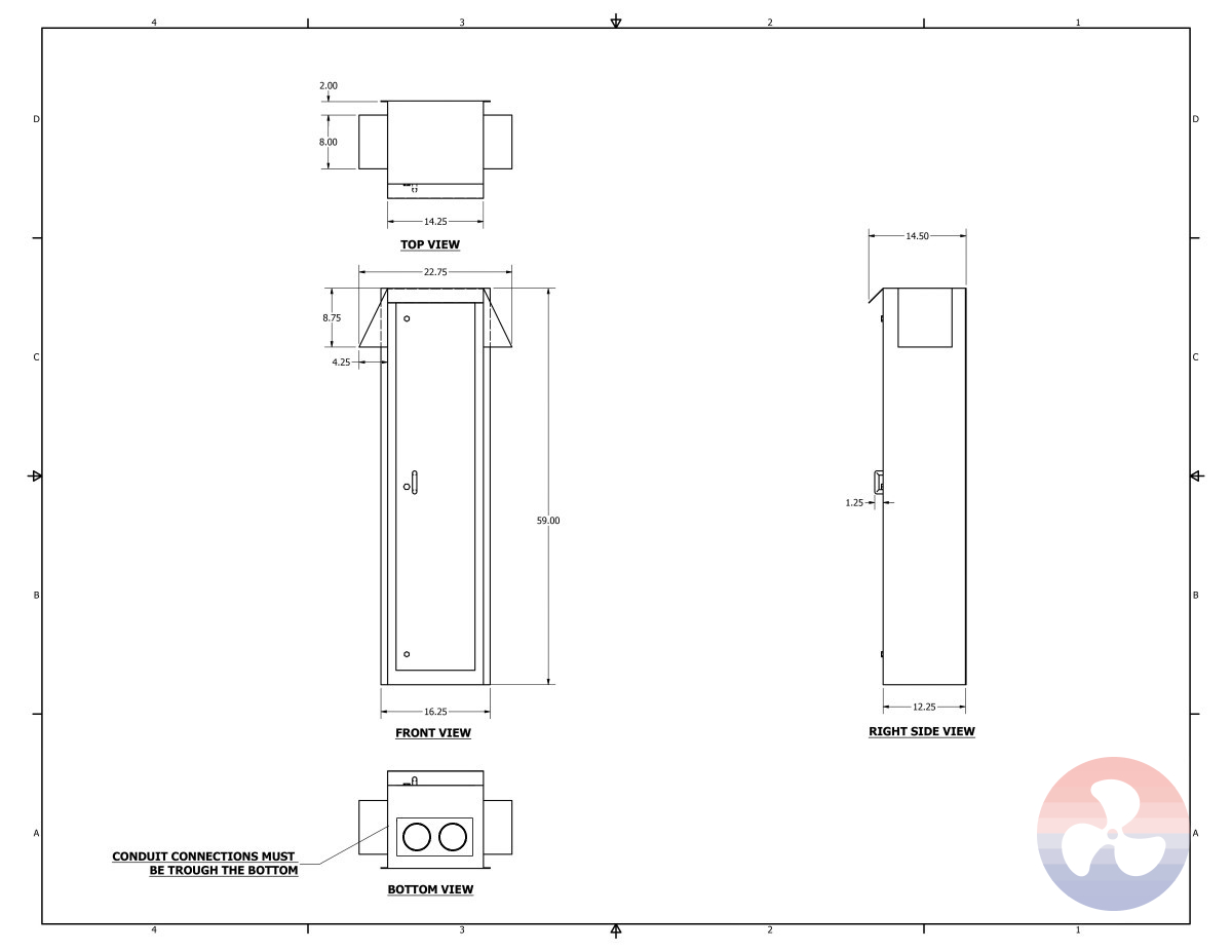 Weatherproof Heated & Vented NEMA 3R Outdoor Enclosure 58x13x11 ...